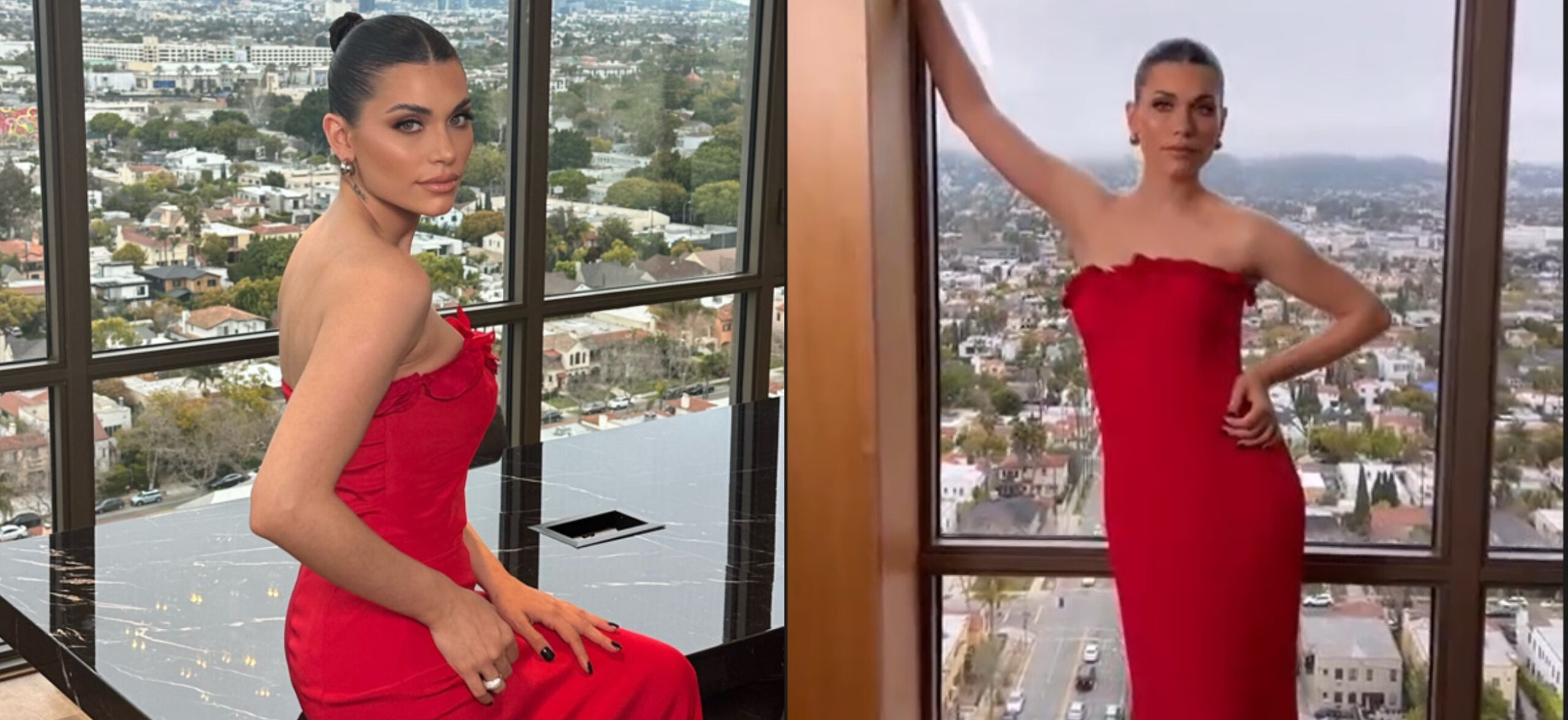 Eva de Dominici llevó un look total red en la fiesta de los Oscar 2023 - Revista Para Ti