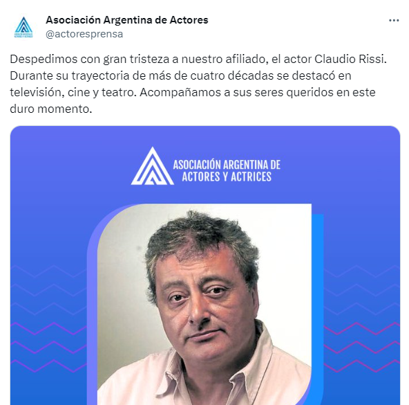 A los 67 años, murió el actor Claudio Rissi, "el villano" de las series ...