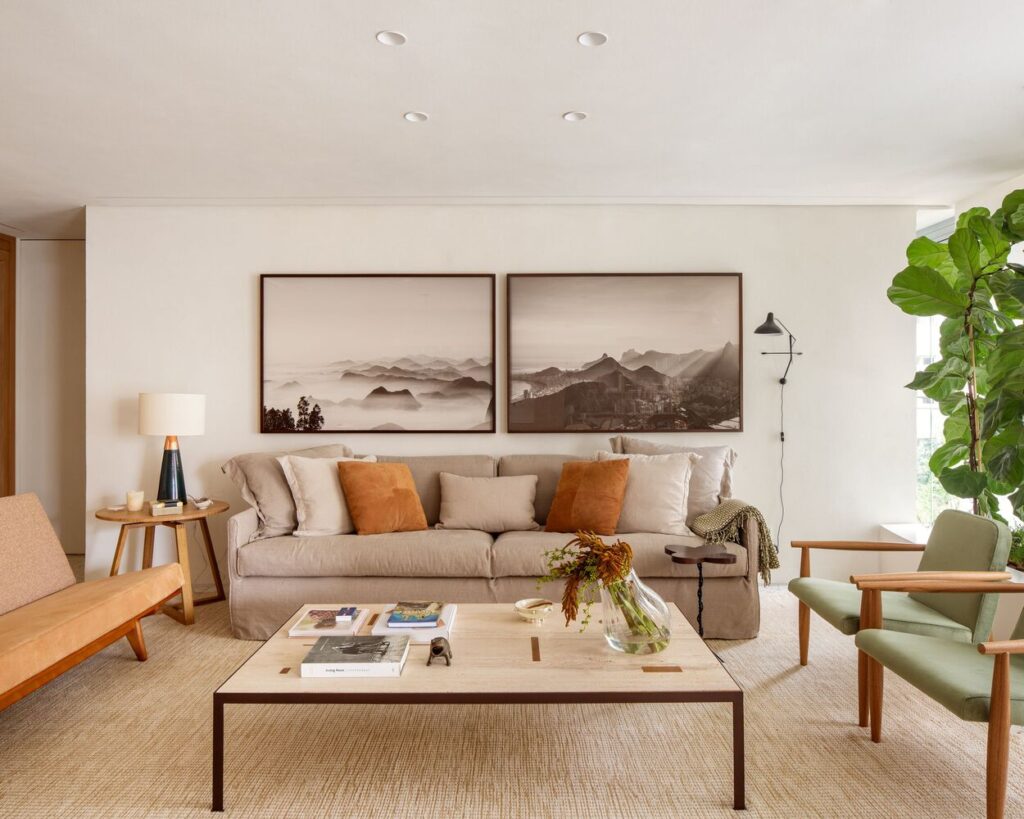 Un departamento cómodo y acogedor repleto de texturas