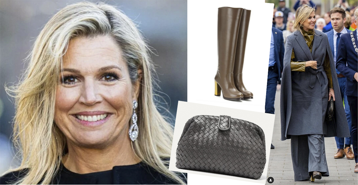 Máxima impone estilo con look monocromático y capa símil tapado