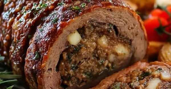 Carne rellena: una receta con espinaca, huevo y morrones